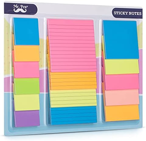 Amazon.com : Mr. Pen Sticky Notes Set - Assorted Sizes, 15 Pc, Bright ...
