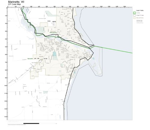Zip Code Wall Map Of Marinette Wi Zip Code Map | Desertcart INDIA
