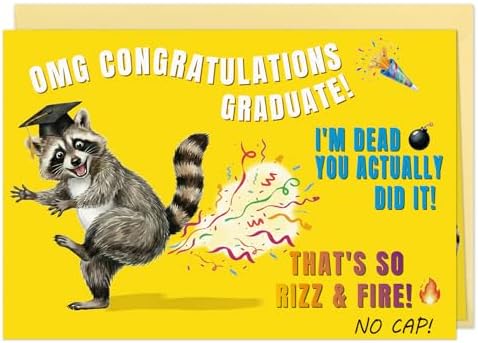 Amazon.com: DISJOURNEY Funny Graduation Card - Raccoon Trash Panda with ...