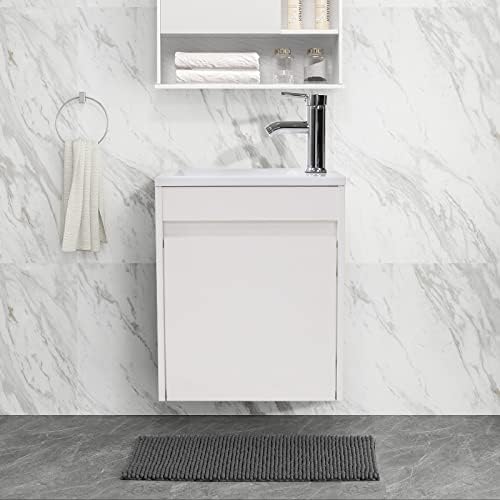 Amazon.com: UEV 16" Small Bathroom Vanity Wall Mounted,White Small ...