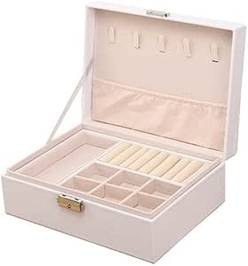 Jewellery Box,Travel Jewellery Case,Jewellery Box Organiser for Women Girls,2 Layers PU Leather ...