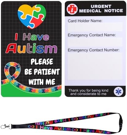 Amazon.com: 2 Set Autism Alert Card, ADHD Awareness Autistic Emergency ...