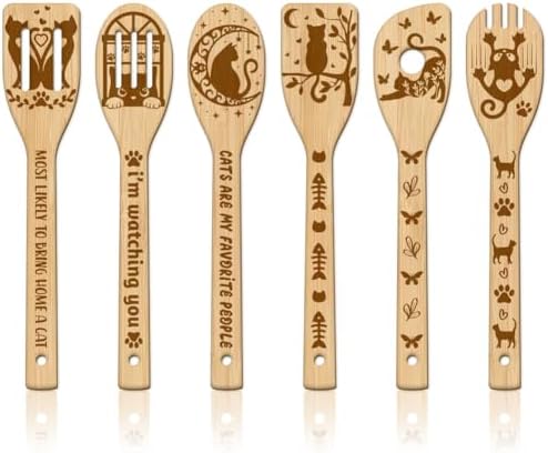 Amazon.com: GLOBLELAND 6Pcs Butterfly Bamboo Cooking Utensils Wooden ...