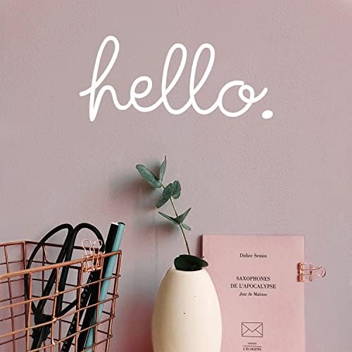 Hello in Cursive Indoor/Outdoor Lettering Wall Art Decor Sticker Vinyl ...