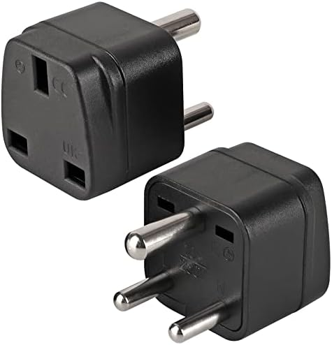 2-Pack UK to India Plug Adapters, TENINYU India Power Converter ...
