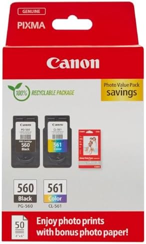 Canon PG560 Black & CL561 Colour Original Ink Cartridge Combo Pack ...