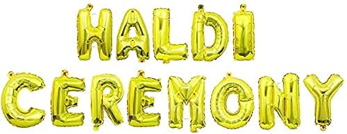 16 Inches "Haldi Ceremony" Golden Foil Letter Balloon For Haldi ...