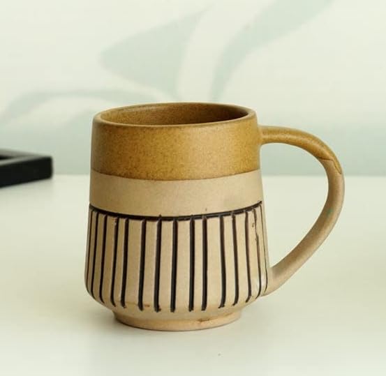 Buy URBAN SENSE | Earthy Mug Brown/Dark Brown, Carved Coffee Mug ...