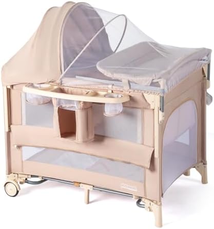Amazon.com : JOYMOR 9 in 1 Bedside Bassinet with Changing Table, Pack ...