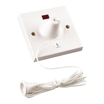 WK Electrical - White 45A Double Pole Shower Ceiling Pull Cord Switch ...