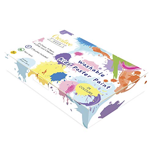 Creative Deco Wasbare Poster-Verf Set voor Kinderen | 24 potten x 20 ml ...