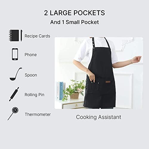 Amazon.com: ISMARTEN Adjustable Black Chef Apron for Men and Women, Bib ...