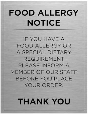 Food Allergy Notice Slimline Aluminium Sign by Viro Display – 200 x ...
