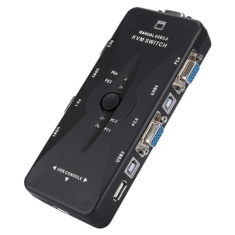 GR Deals 4 Port USB KVM Switch, 4 Port KVM VGA/SVGA Monitor Hub USB 2.0 ...