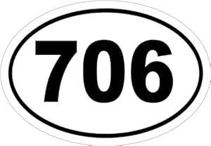 Amazon.com: 706, Area Code, in an Oval, Vinyl Car Decal, Multiple ...