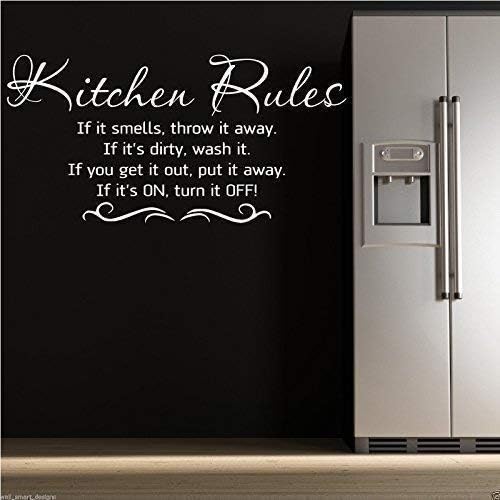 KITCHEN RULES Wall Art Sticker Kitchen Quote Decal Mural Stencil ...