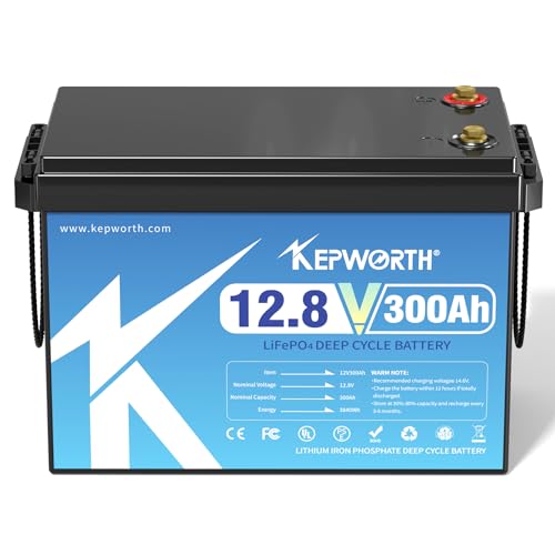 KEPWORTH 12.8V 300Ah LiFePO4 Battery, Rechargeable Lithium Batteries ...