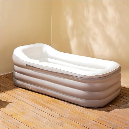 Biosp 54'' Portable Foldable Collapsible Bathtub with 3 Lids - Outdoor ...