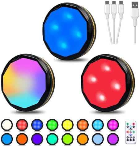 EZVALO Puck Lights with Remote, 14 Colors Changeable RGB LED Under ...