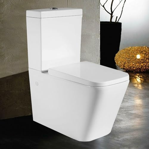 Back to Wall Toilet Close Coupled WC White Ceramic Soft Close Seat ...