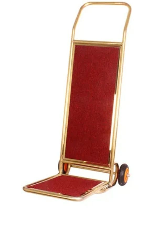 Shoppers Hub PNQ L Shaped Gold Plated Foldable Luggage Cart Trolley ...