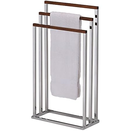 Amazon.com: KB 3-Tier Free Standing Chrome Finish Metal/Wood Bath Towel ...