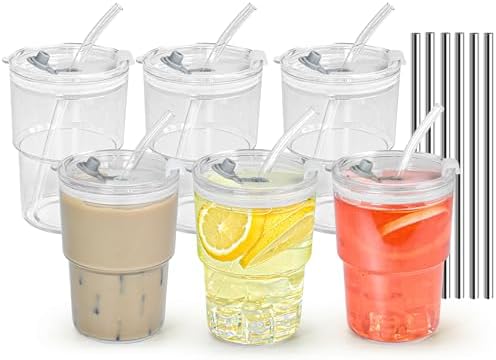 Amazon.com | HIGIINC Iced Coffee Cups With Lids and Straws 4 Pcs, 16 OZ ...