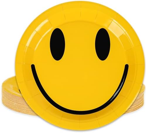 Amazon.com: Whaline 40Pcs Smile Face Dessert Plate One Happy Dude ...