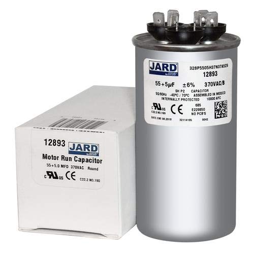 (2) Pack, 55 + 5 uF x 370 VAC - Jard # 12893 Round Dual Run Capacitor ...