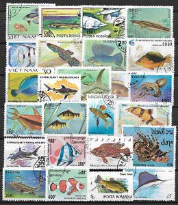 IHC ~ 25 DIFF. Fish Stamps LOT ~ Good for COLECTION : Amazon.in: Toys ...