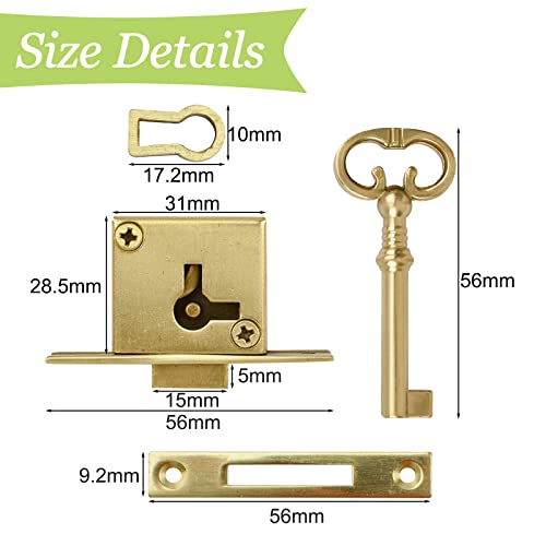 UFURMATE Vintage Lock with Key, 1 Pack Gold Cabinet Lock Set with Key ...