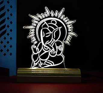Buy LSD The Lord Ganesh 3D Illusion Acrylic Table Lamp(Color-Cream ...