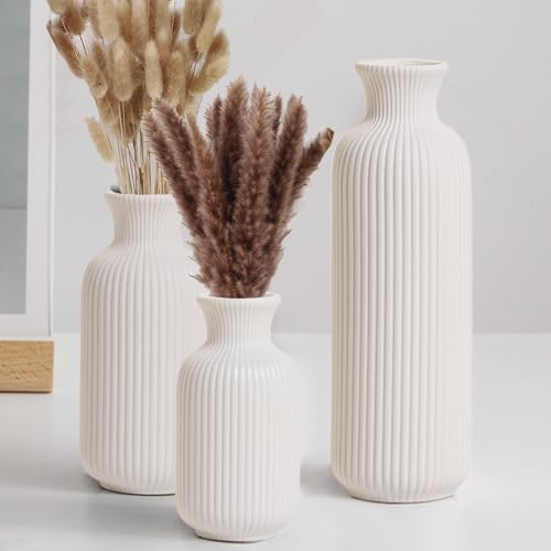 Amazon.com: Sullivans White Ceramic Vase Set, Farmhouse Decor, Home ...