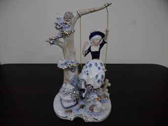 Amazon.co.jp: KPM ベルリン王立磁器製陶所 Demain Collection ドマン ブランコに乗る少女 金彩 陶器人形 ...