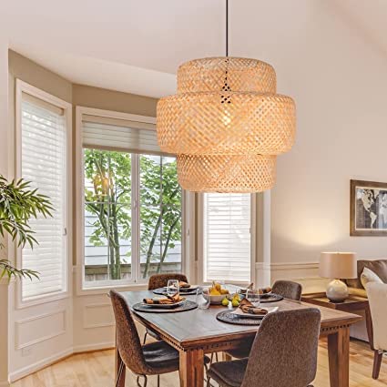 Siya World Bamboo Pendant Light, Home Decor Lampshade, Handmade Weave ...