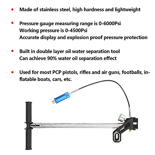 High Pressure Hand Pump, 4 Stage 30Mpa 4500PSI Built-in Double Oil ...