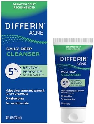 Amazon.com: Differin Acne Face Wash with 5% Benzoyl Peroxide, Daily ...