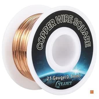 21 AWG Square Copper Wire - 0.72x0.72mm Ultra-Fine Jewelry Wire, 30ft ...