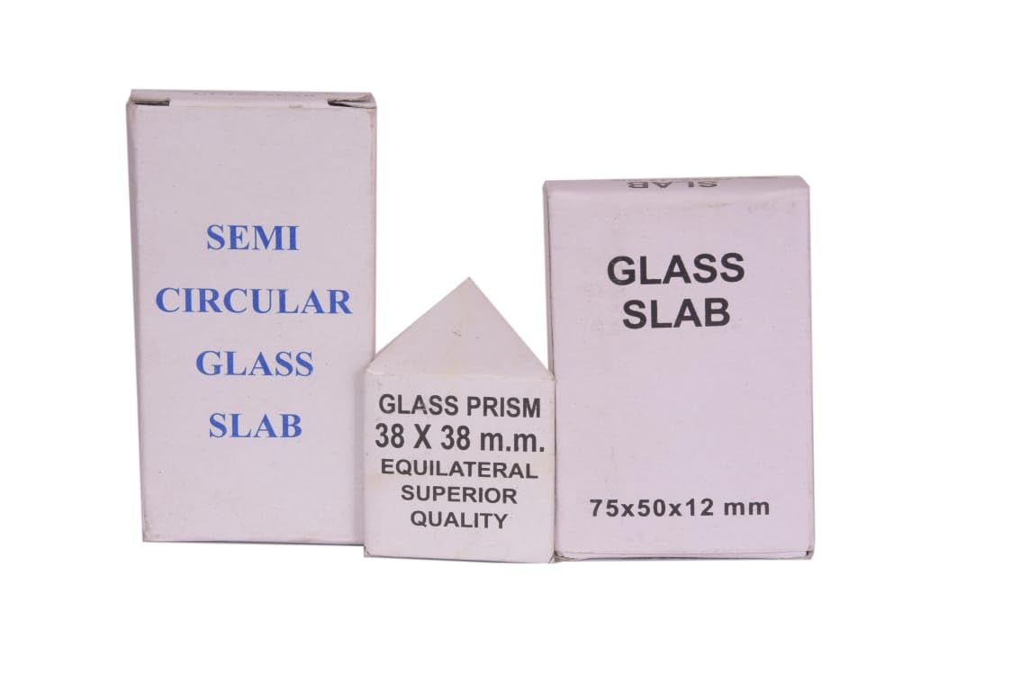 DIETURY Glass Slab 75×50×12 and Glass Prism 38×38 and Semi Circle Glass ...