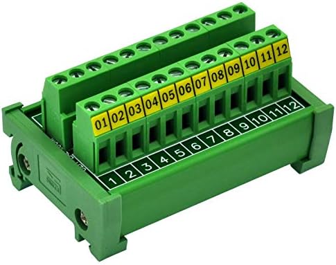 Amazon.com: DIN Rail Mount 24A/400V 12 Position Screw Terminal Block ...