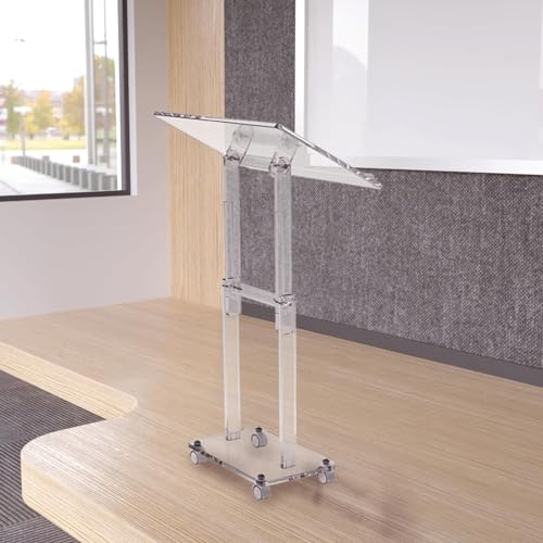 Snapklik.com : Premium Acrylic Podium Lectern Stand Portable Wheels ...