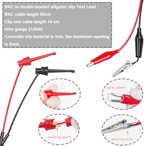 Youmile 3 pcs BNC Test Leads Set Oscilloscope Probes BNC to Alligator ...