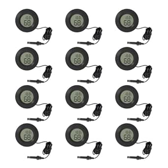 12PCS Round Hygrometer Thermometer Digital LCD Monitor Meter Gauge with ...
