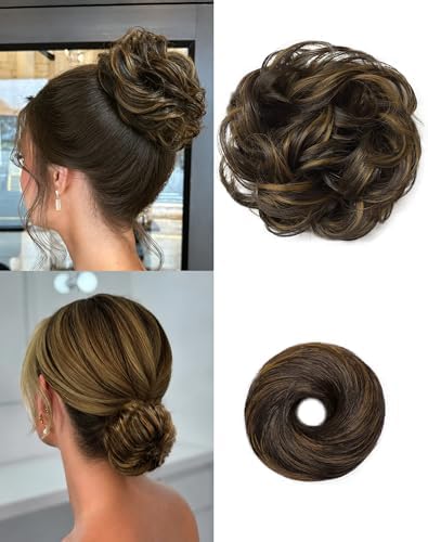 Amazon.com : HSLHDI 2PCS Messy Bun Hair Piece-Large Wavy Curly & Donut ...