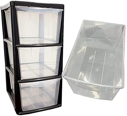 Black Medium 3 Drawer Modular Storage Tower Unit for School, Home ...
