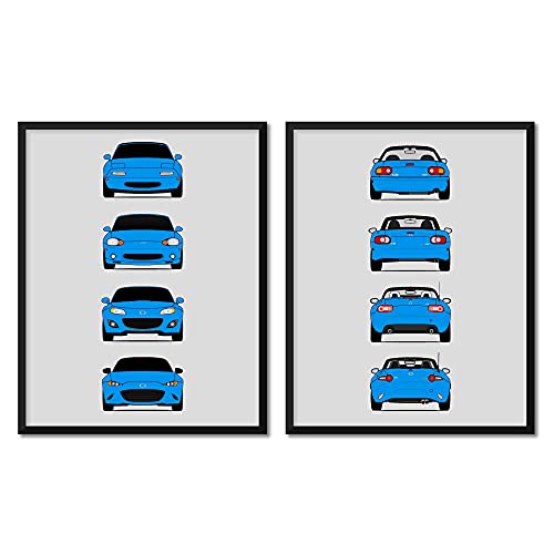 Amazon.com: Custom Car Posters History of Mazda Miata MX-5 Generations ...