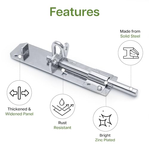 Galvanised Brenton Bolt Sliding Door Lockable Padbolt 6″ (152mm) Heavy ...