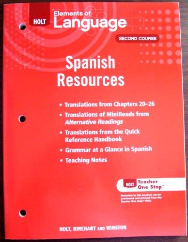 HOLT Elements of Language, Spanish Resources, Second Course: Holt ...