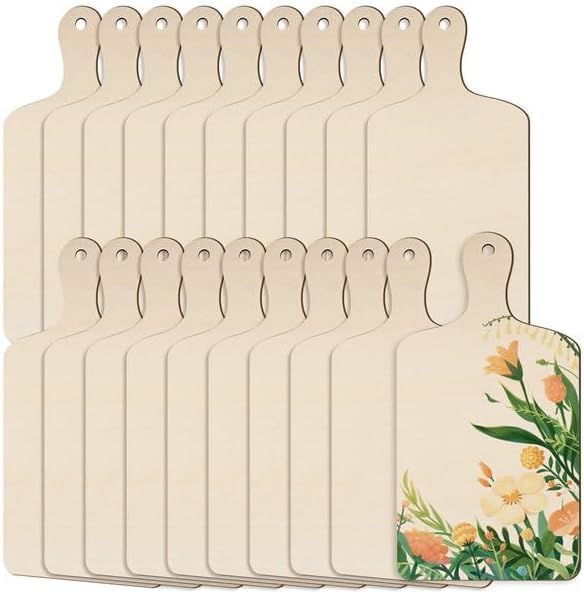 Nvanvmm 20pcs Wooden Mini Cutting Board with Handle Unfinished Wood ...