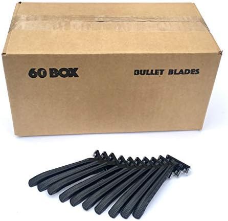 Amazon.com: 60 Box of Bullet Blades Black Razor Blades Disposable ...